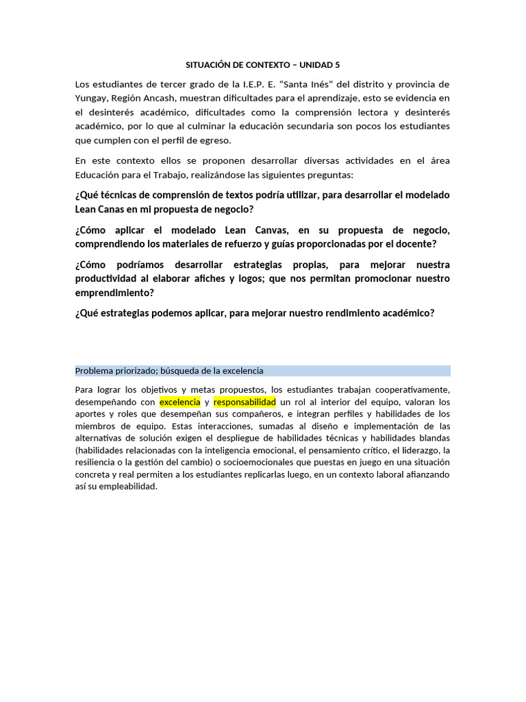 SITUACIÓN DE CONTEXTO - Ept | PDF