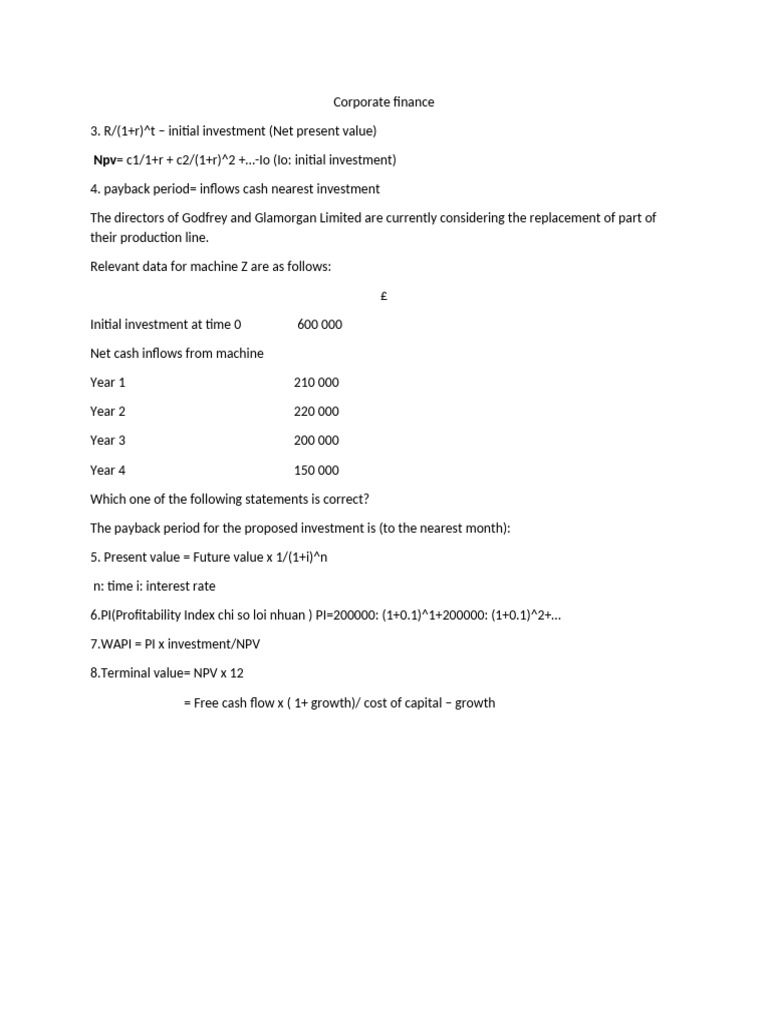 Corporate Finance 1 | PDF
