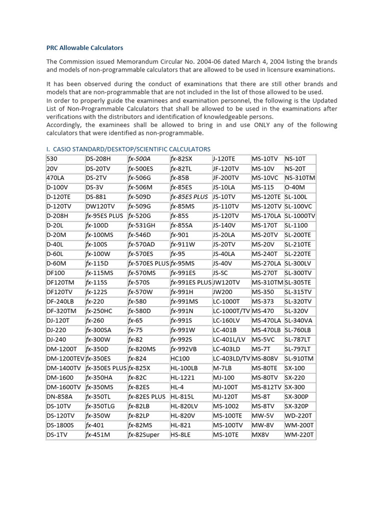 PRC Allowable Calculators PDF | PDF