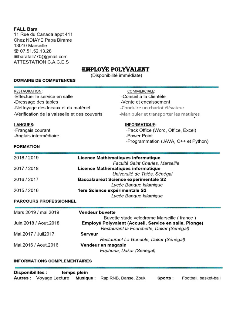 CV de Fall Bara | PDF