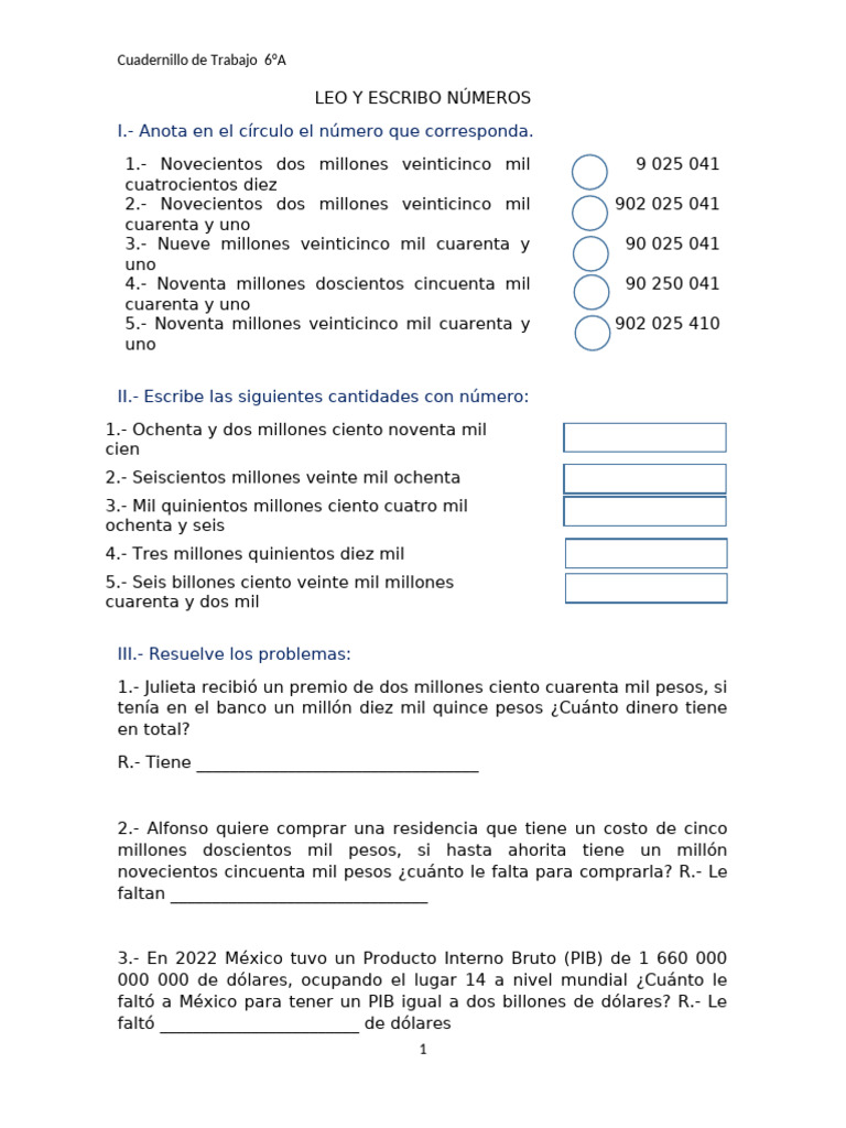 Leo y Escribo Números | PDF