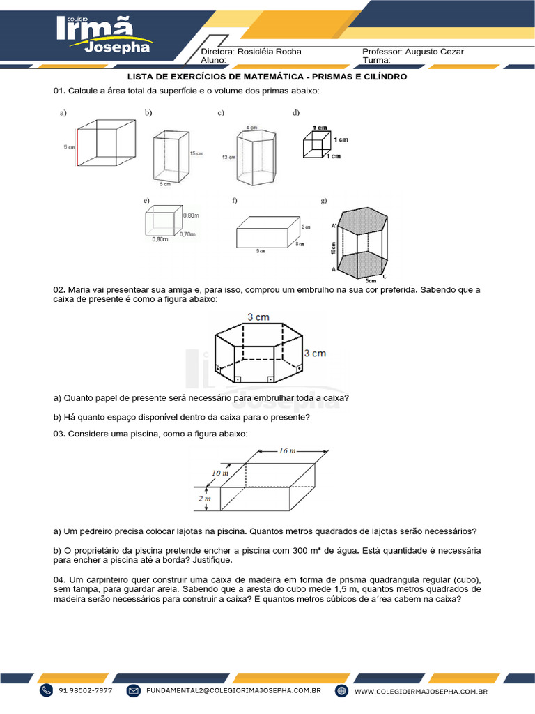 Lista de Exercícios Prisma - 9 Ano | PDF