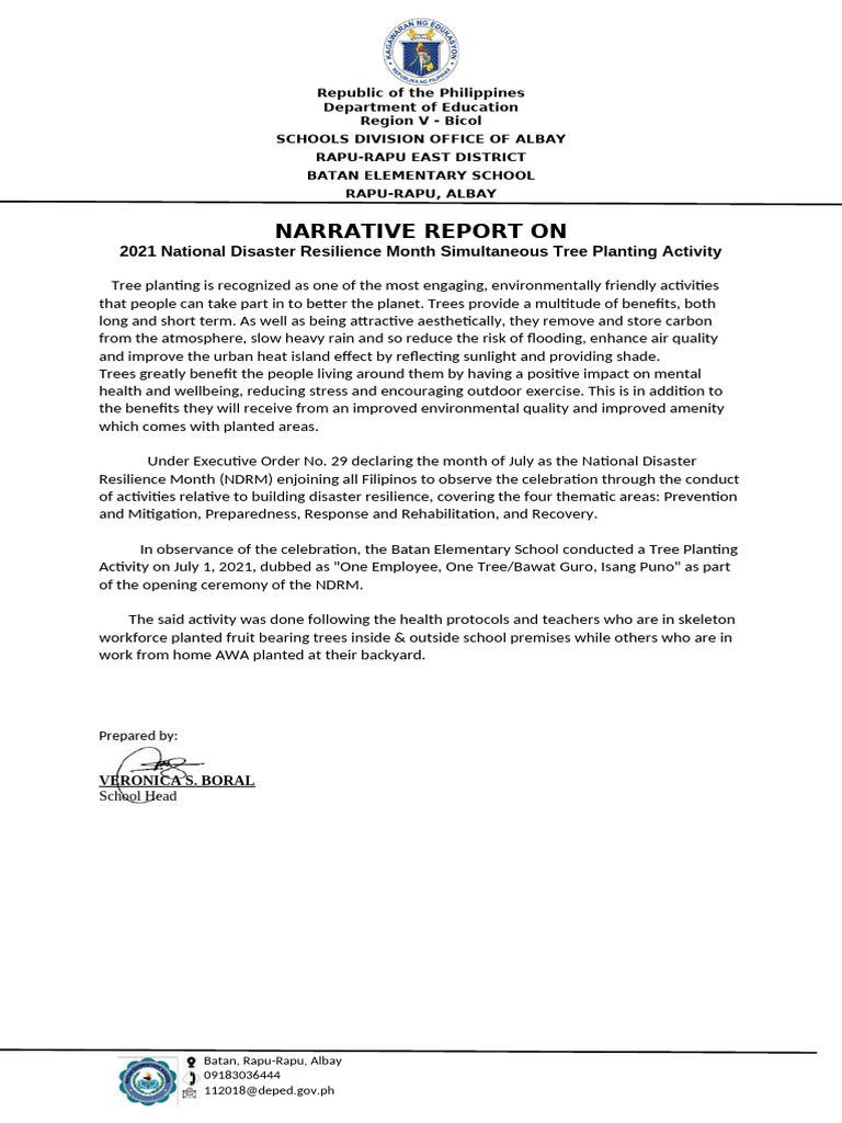 Batan Es Tree Planting Activity | PDF