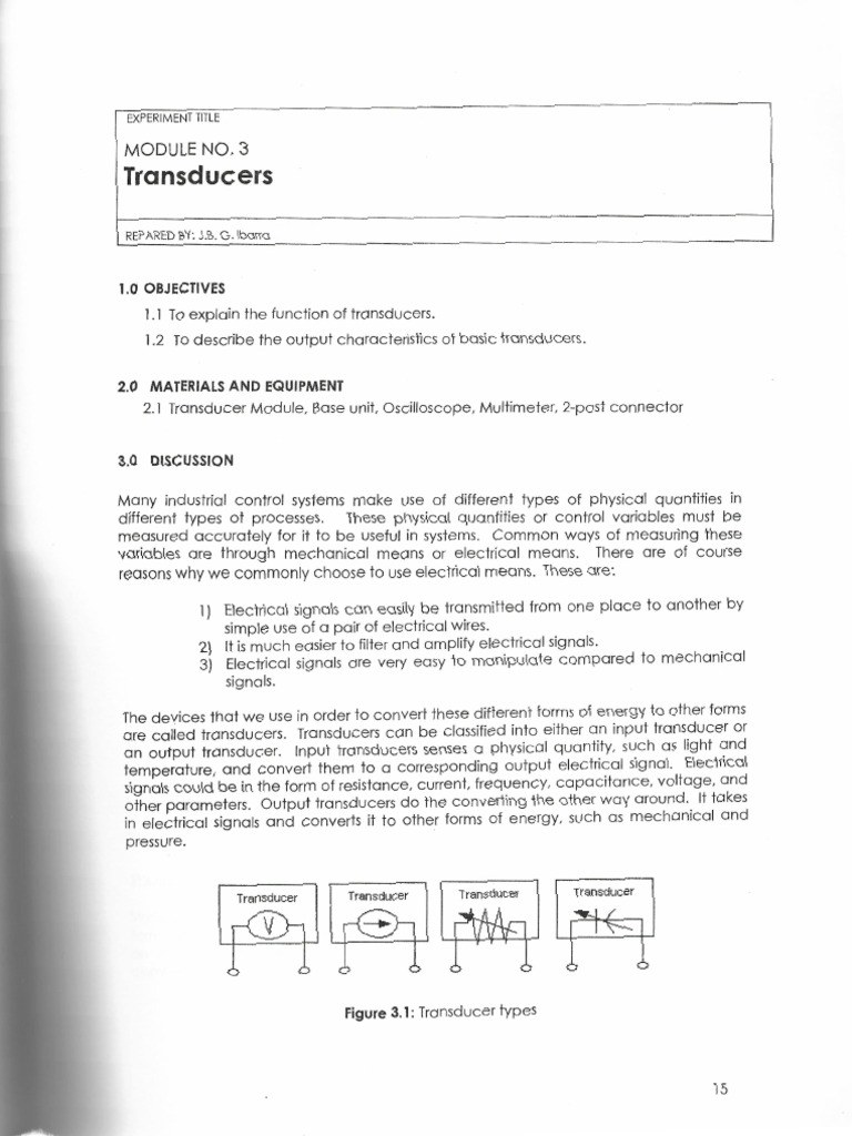 Experiment 3 - Transducers | PDF