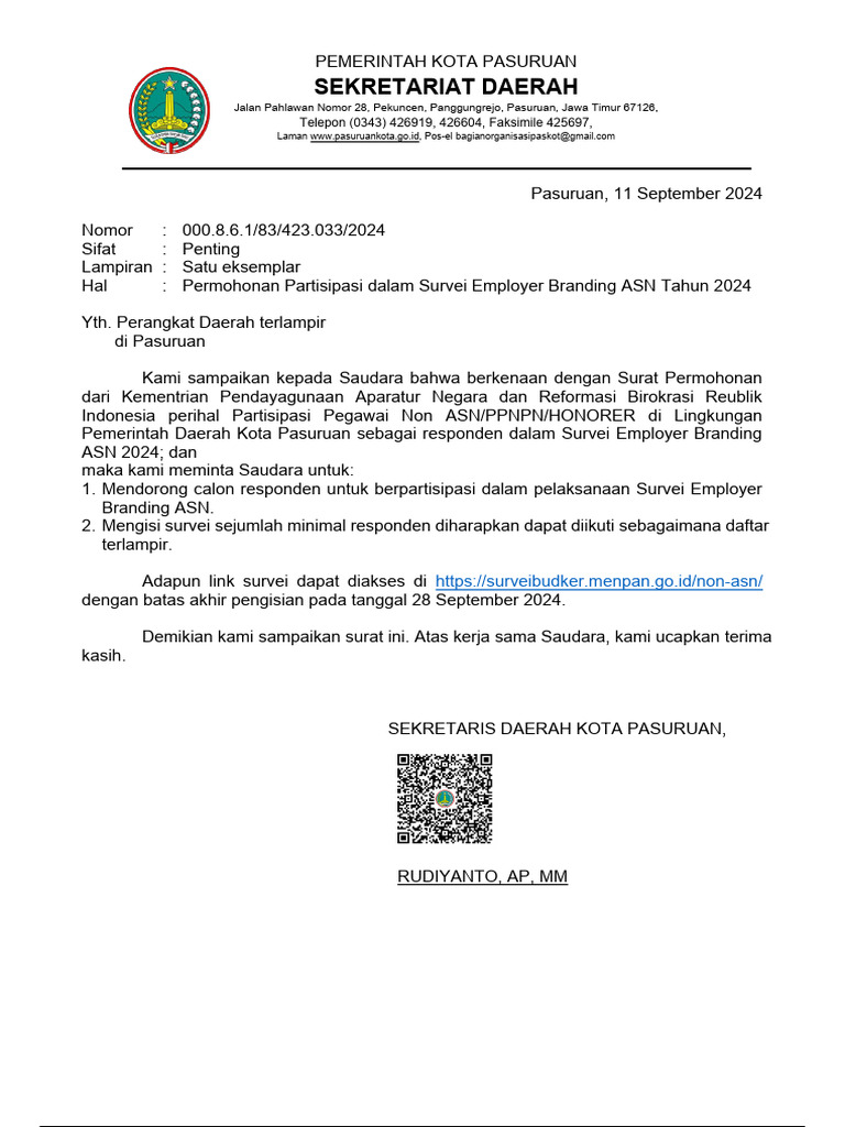 Survei Employer Branding ASN Tahun 2024 | PDF