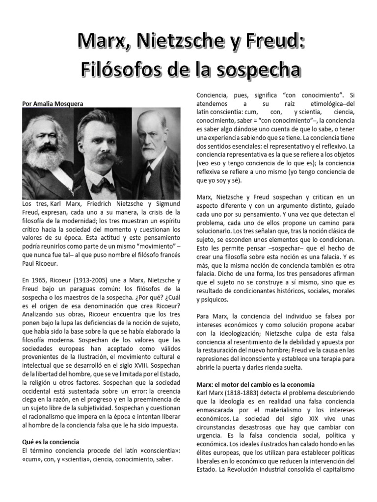 Marx, Nietzsche y Freud: Crítica a la Modernidad | PDF | Friedrich ...