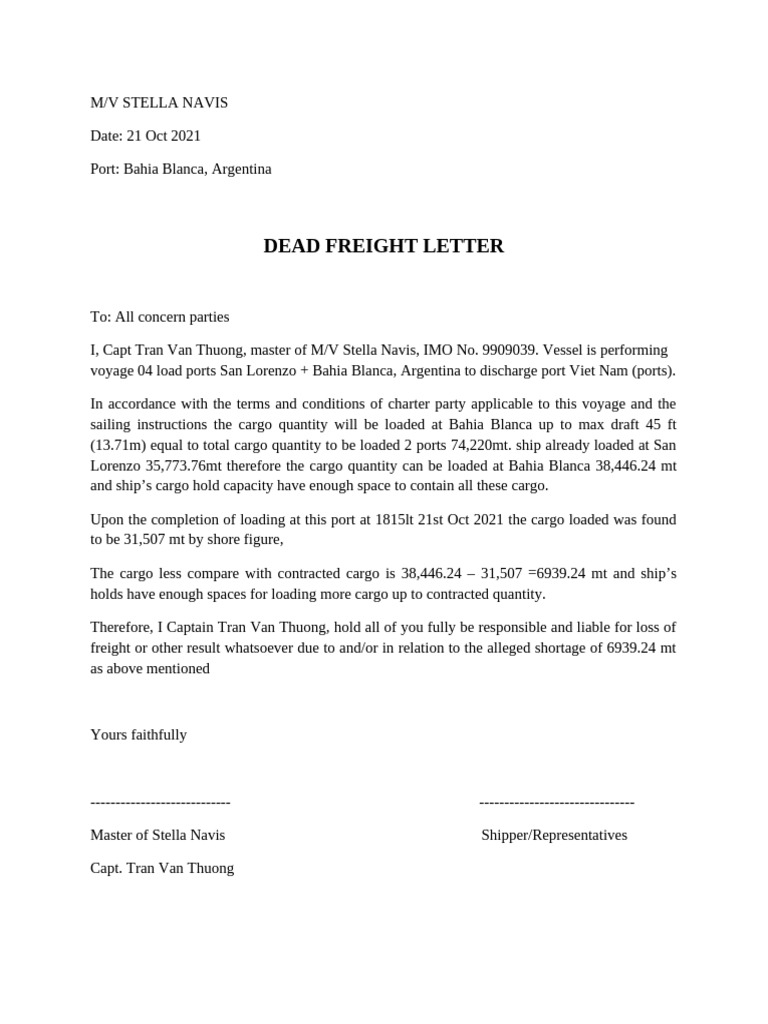DEADFREIGHT LETTER | PDF