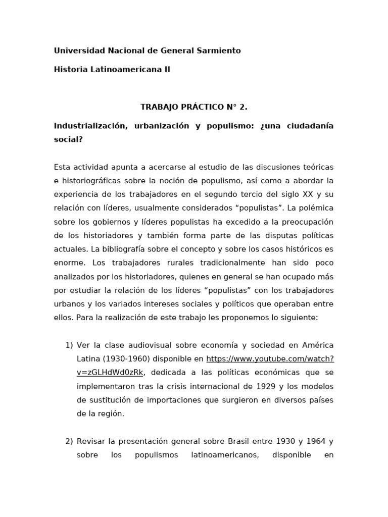 Universidad Nacional de General Sarmiento Historia Latinoamericana II | PDF
