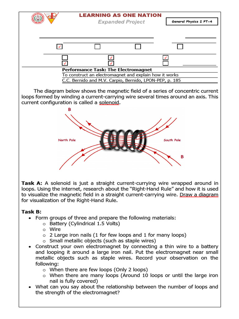 Gen Physics 2 LAS PT-4A The Electromagnet | PDF
