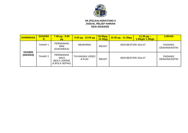 Jadual Relief Kekurangan Guru | PDF