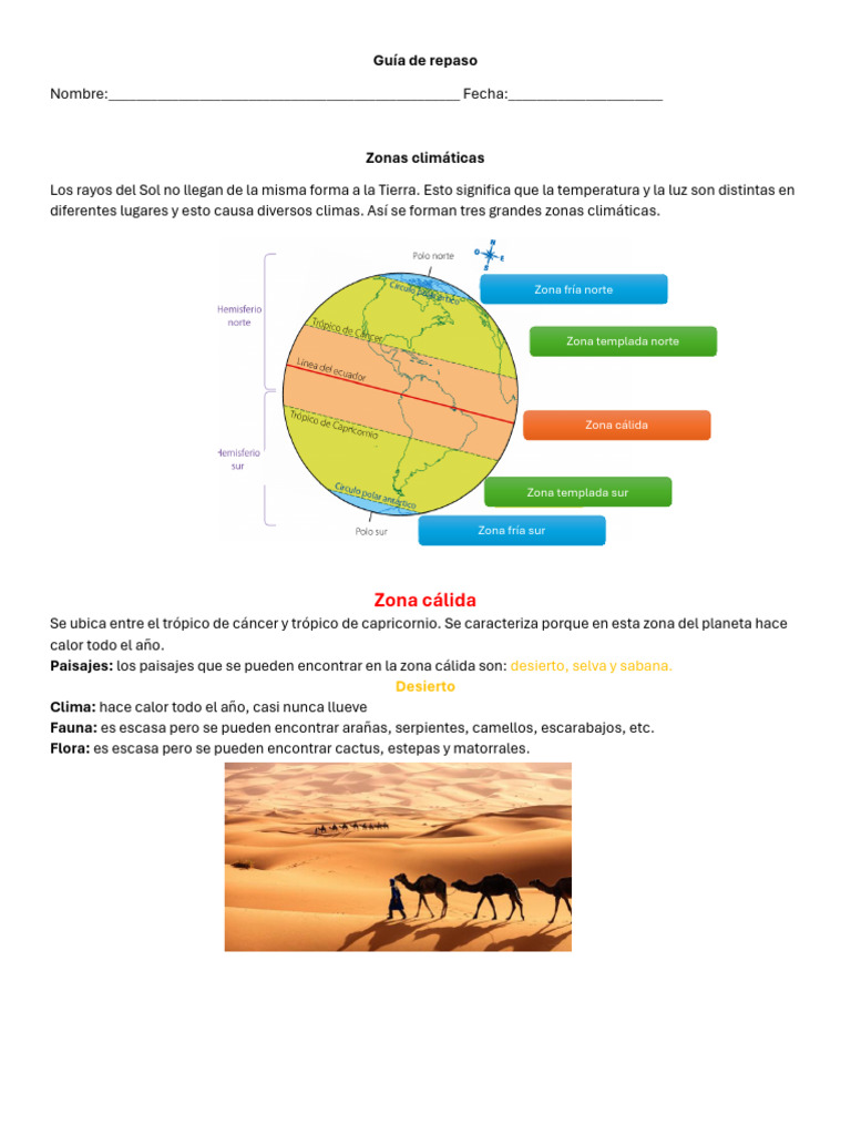 Guía de Repaso Zonas Climaticas | PDF