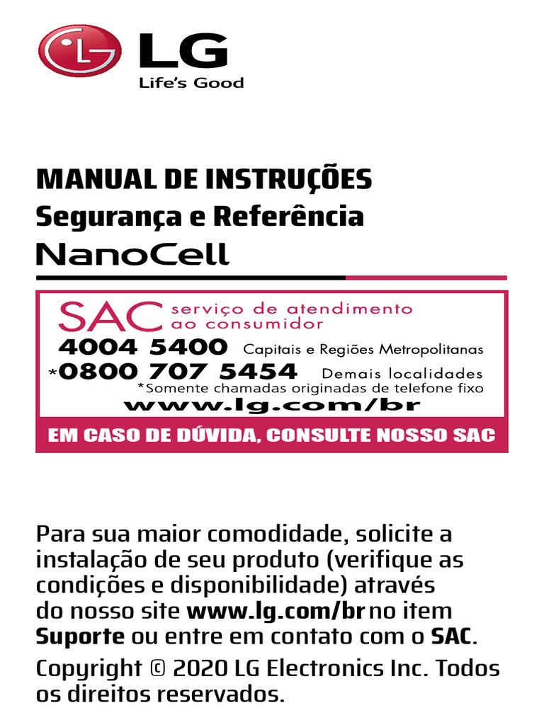 Smart TV LG Nano Cell 55 4k Wi Fi Webos Comando de Voz 55nano81sna ...