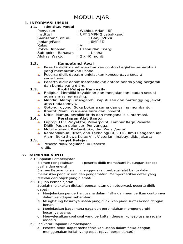 MODUL AJAR Latihan IKM | PDF