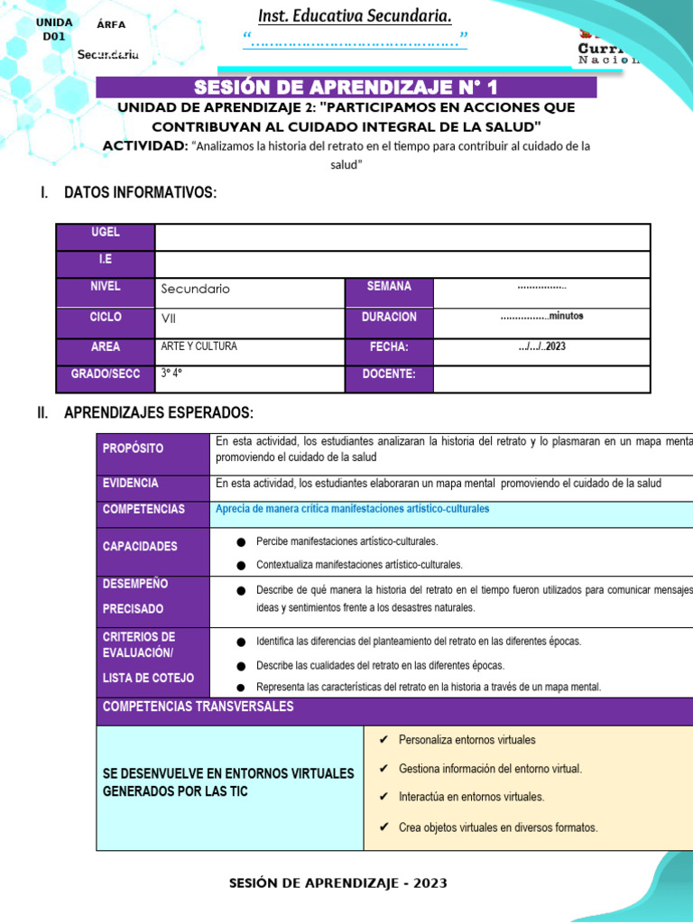 3° 4° Ses Act 01-Ayc-U2 | PDF