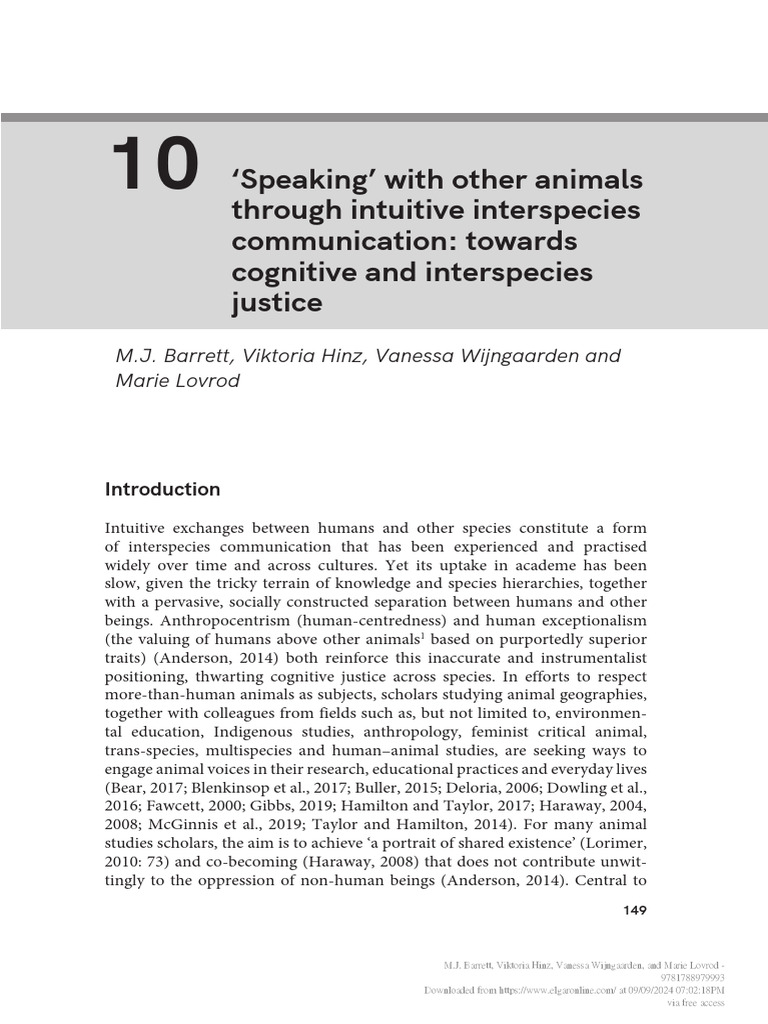 Interspecies Communication Insights | PDF | Experience | Knowledge