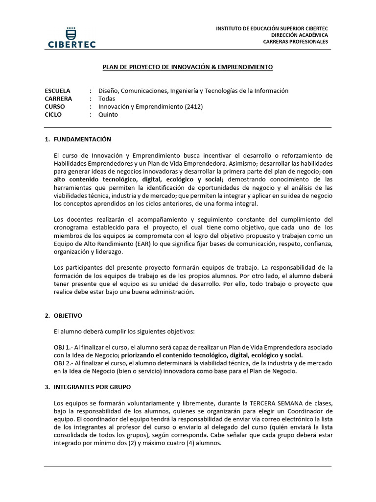 Proyecto 2022 05 Innovacion y Emprendimiento (2412) AC - Rev | PDF