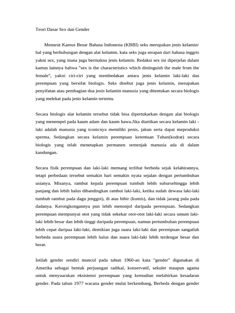 Teori Dasar Sex Dan Gender Pdf