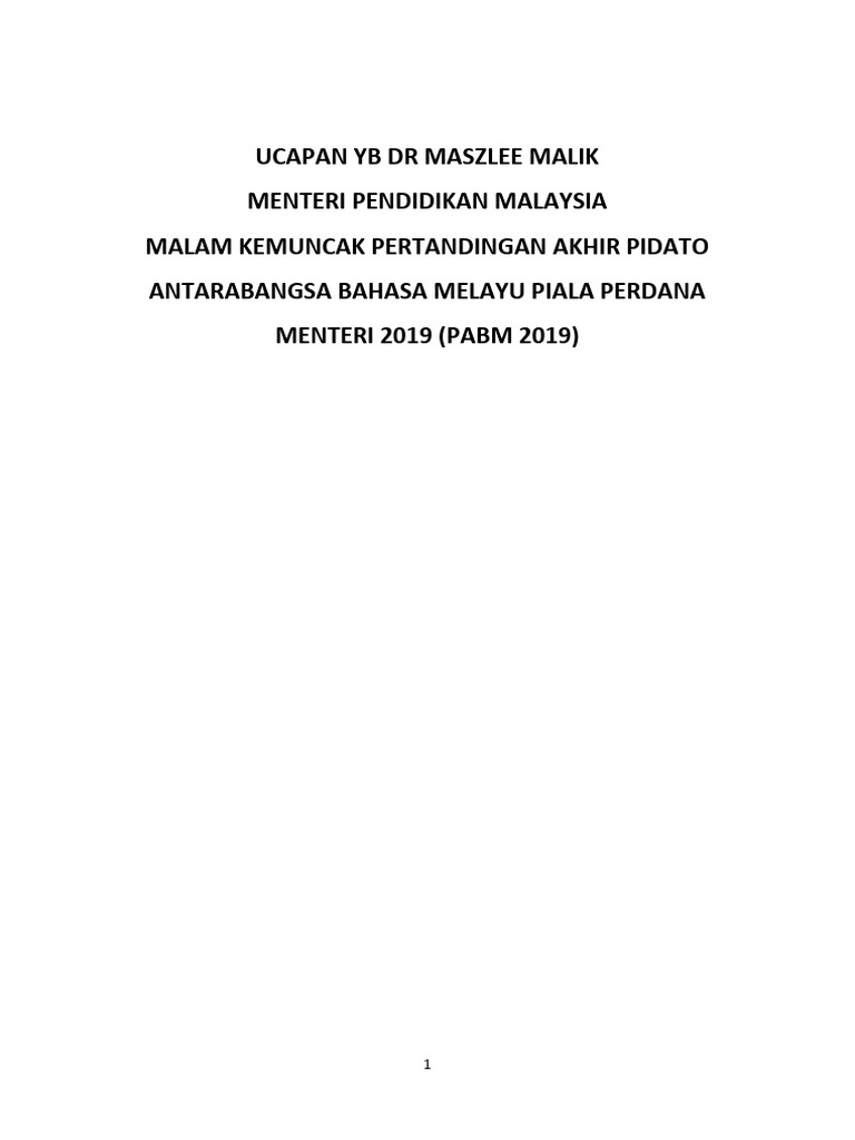 Teks Ucapan YBM PABM | PDF