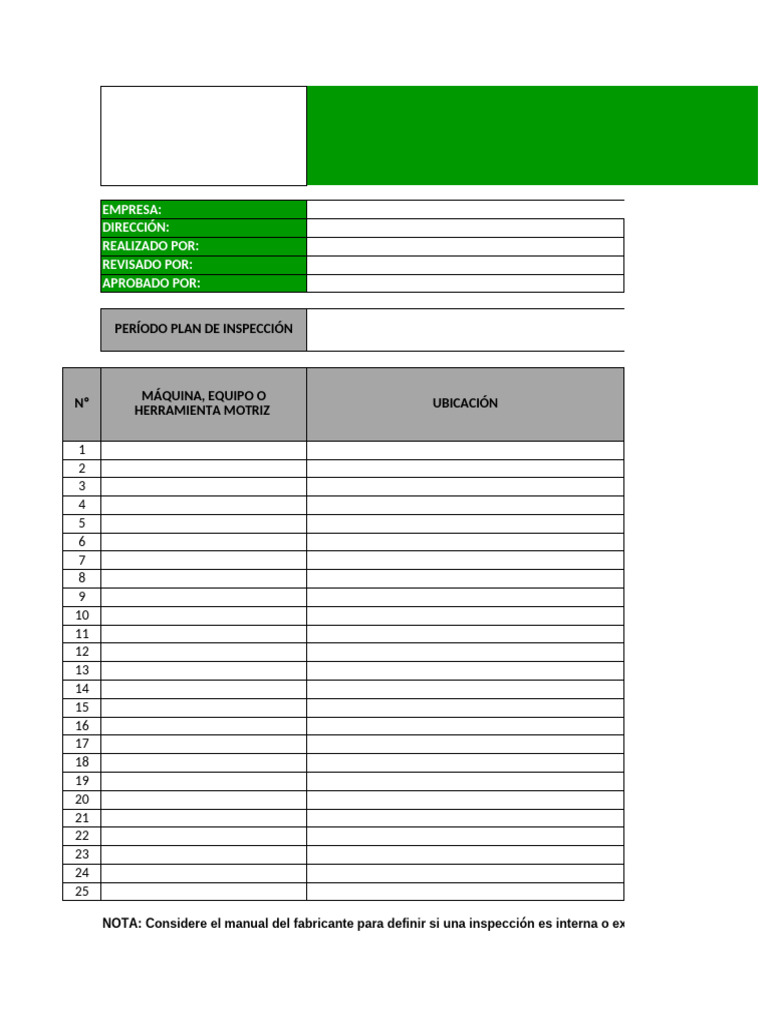 Programa de Inspección y Lista Verificación PROSEMEH | PDF