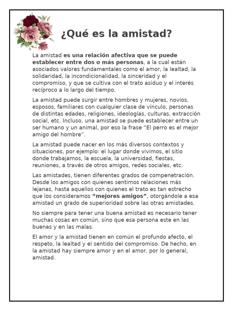 Qué Es La Amistad | PDF