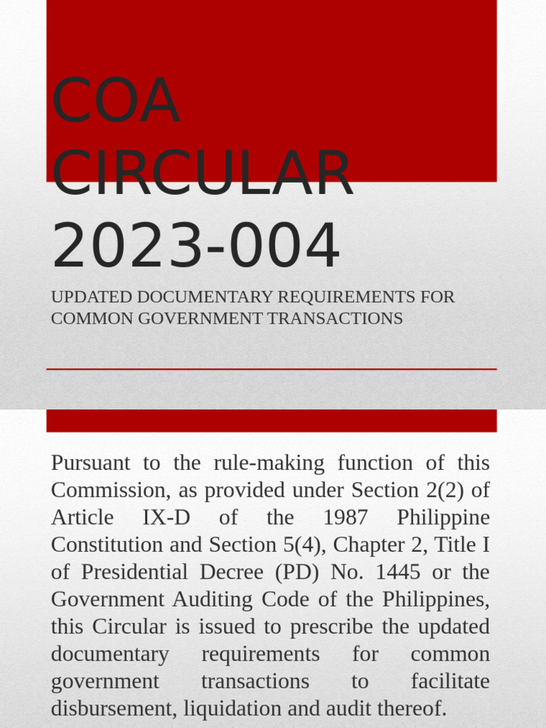 COA CIRCULAR 2023-004 Updates | PDF | Salary | Receipt