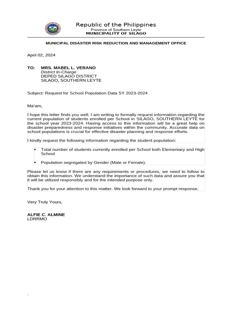 Letter To Silago District | PDF