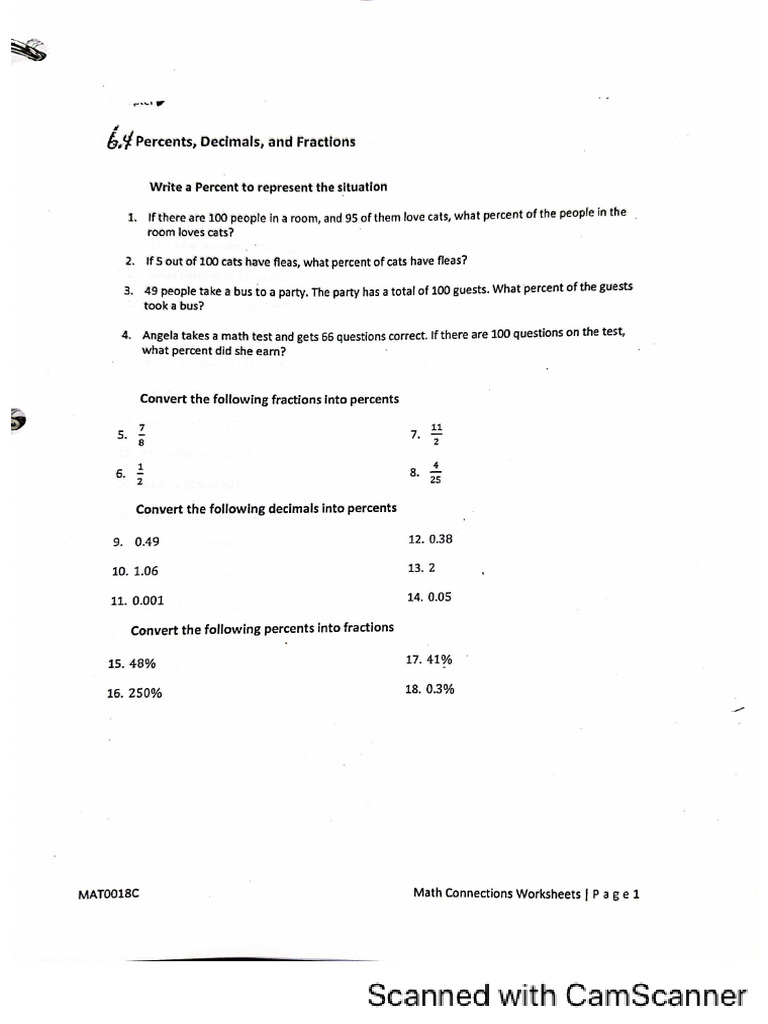 Decimals, Fraction and Percentage | PDF