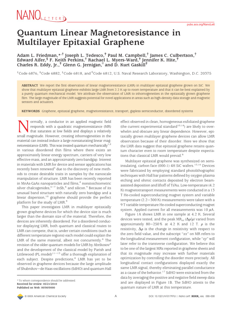 Nl101797d-Quantum Linear Magnetoresistance in Multilayer Epitaxial ...