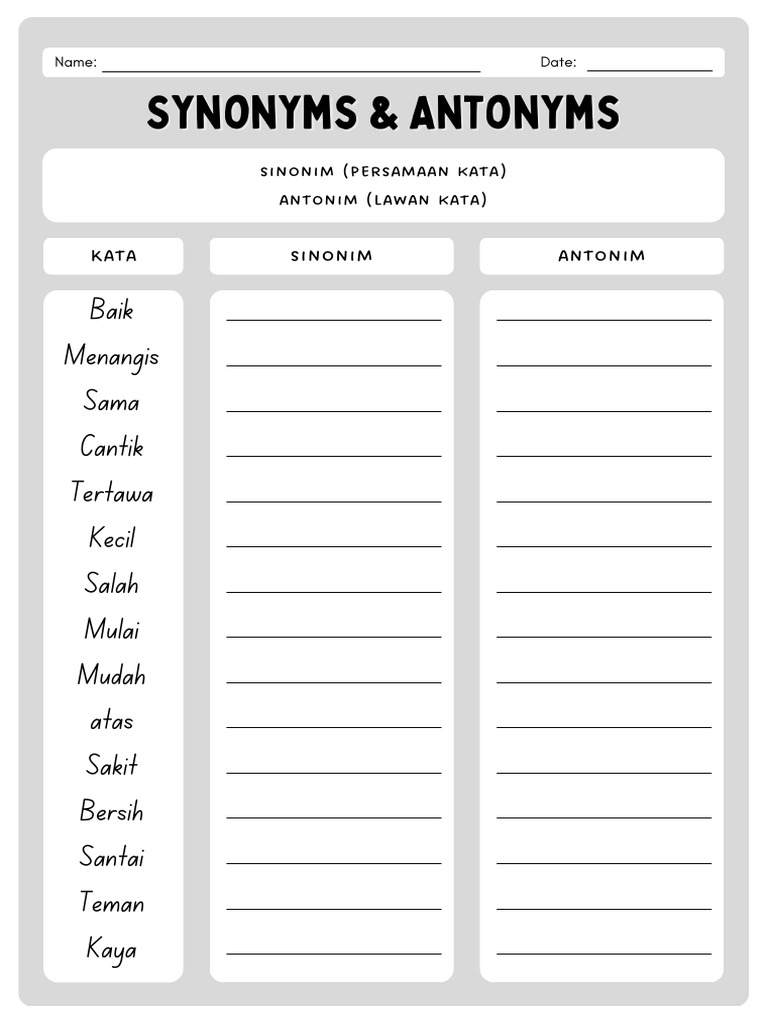 Grammar Synonym and Antonyms | PDF