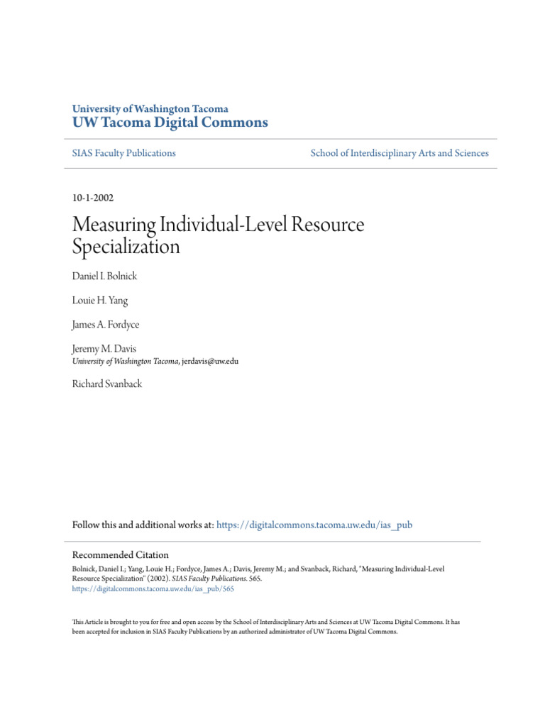 2002-Measuring Individual-Level Resource Specialization | PDF