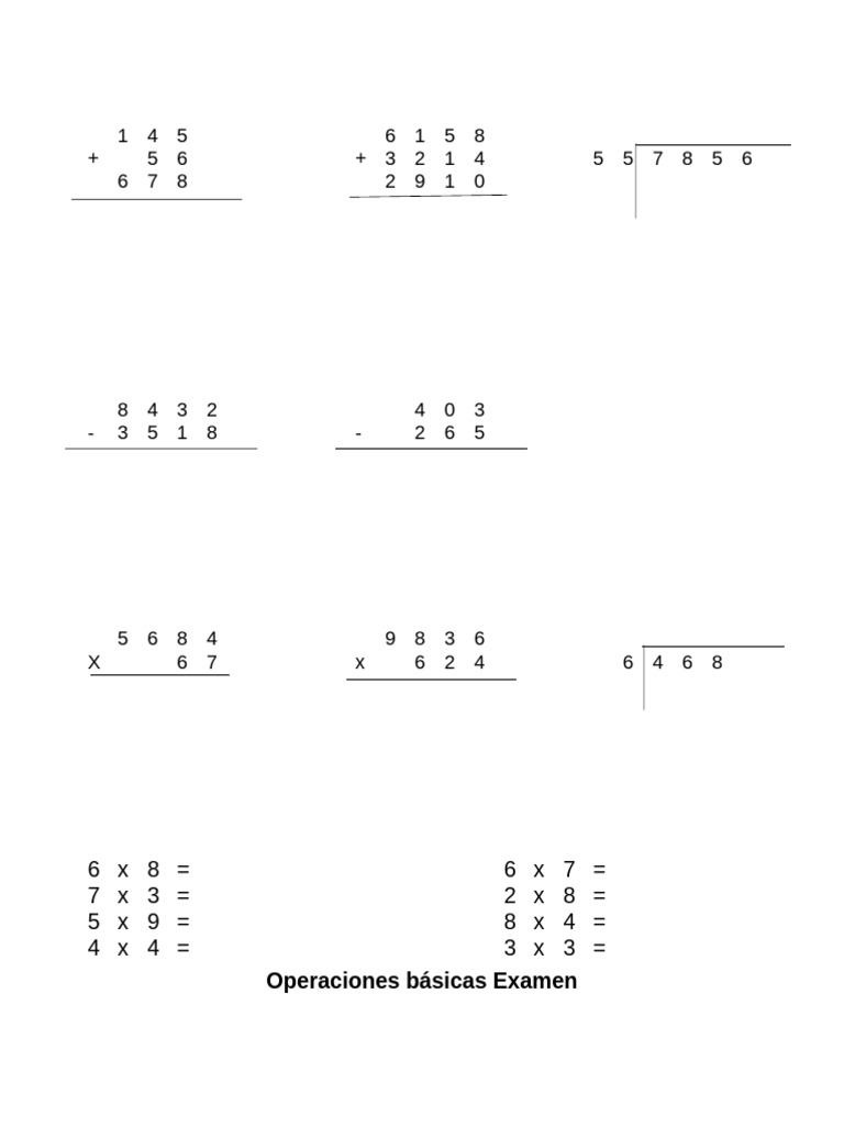 operaciones basicas | PDF