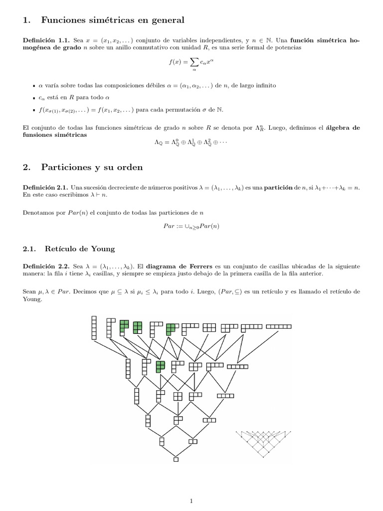 Funciones Simétricas | PDF | Combinatoria | Análisis matemático