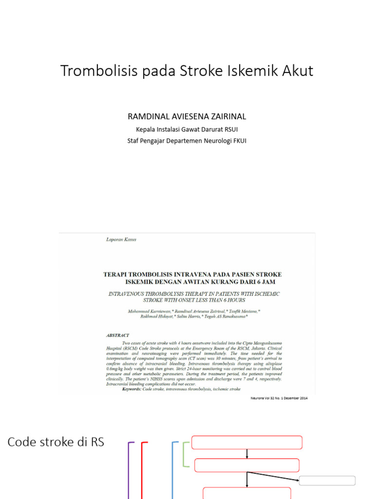Trombolisis Pada Stroke Iskemik Akut | PDF