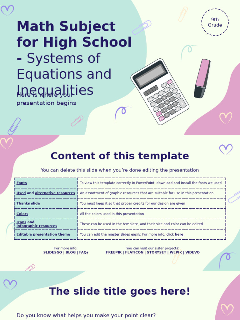 Math Subject For High School - 9th Grade - Systems of Equations and ...