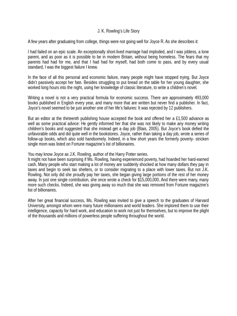 J.K Rowlings Story | PDF