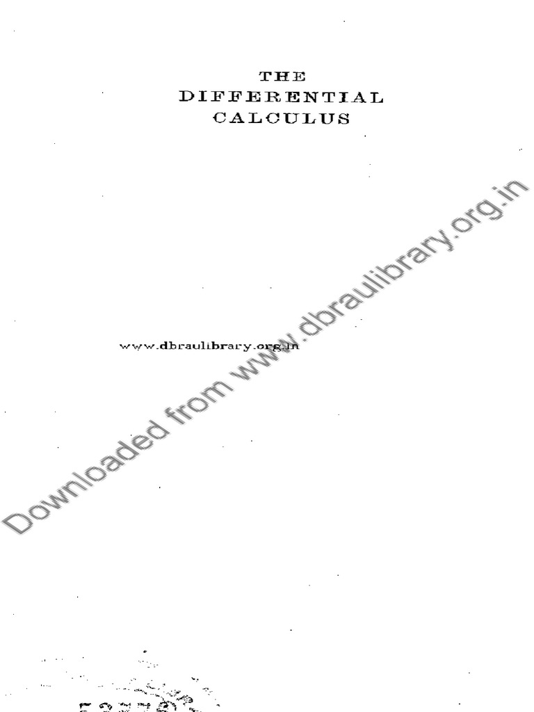 The Differential Calculus | PDF