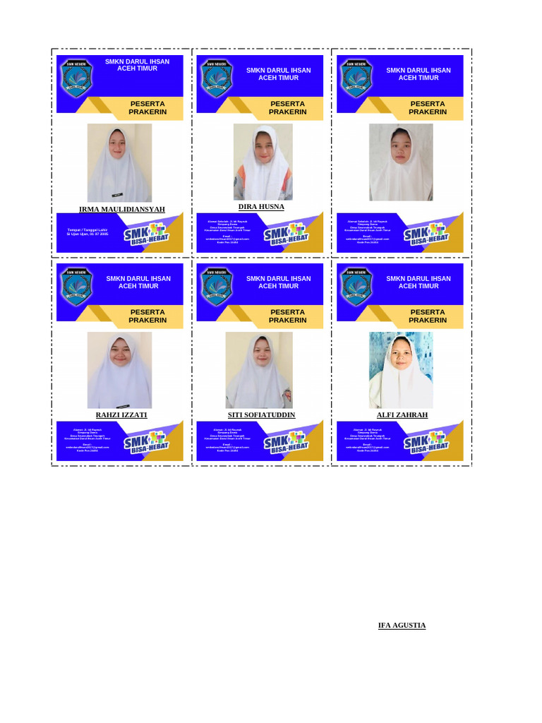 Kartu Nama Siswa Praktek 2024 | PDF