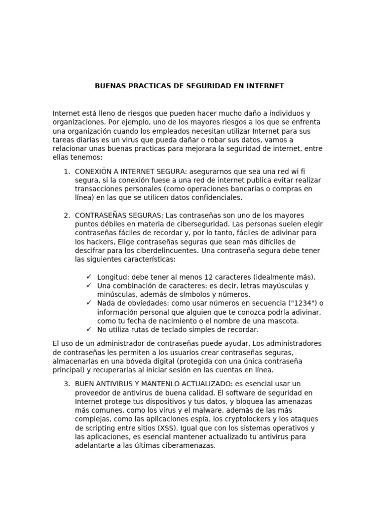 Buenas Practicas de Seguridad en Internet | PDF Buenas Practicas de Seguridad en Internet | PDF