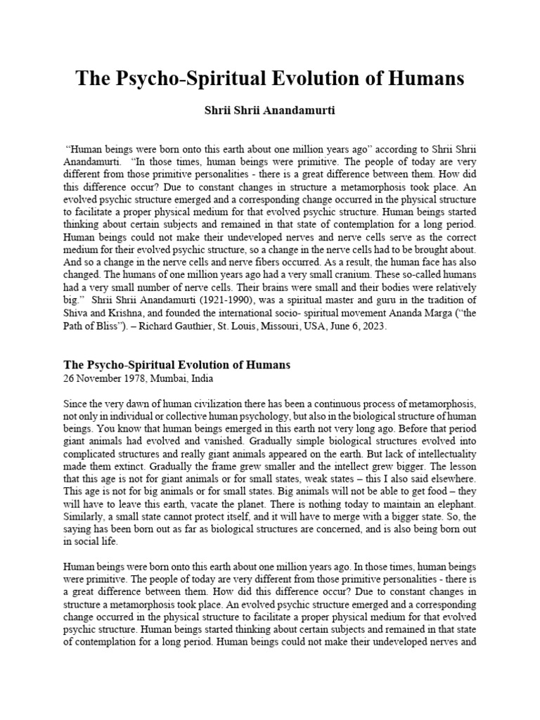 The Psycho Spiritual Evolution of Humans | PDF