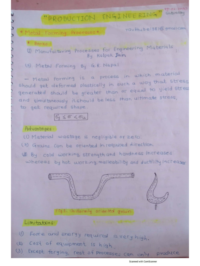 Metal Forming Class Note | PDF