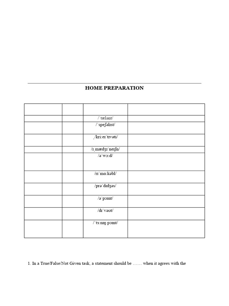 Home Preparation Lesson 5 | PDF