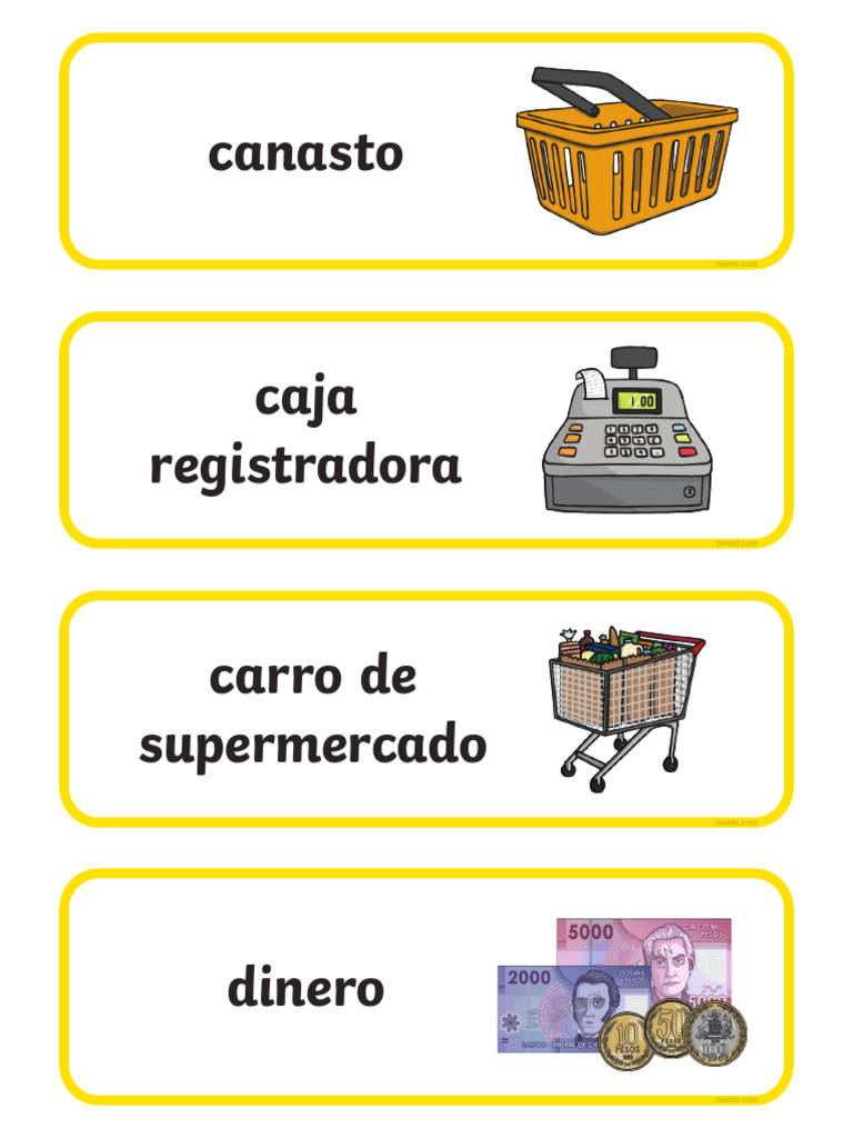 Tarjetas de vocabulario Supermercado | PDF