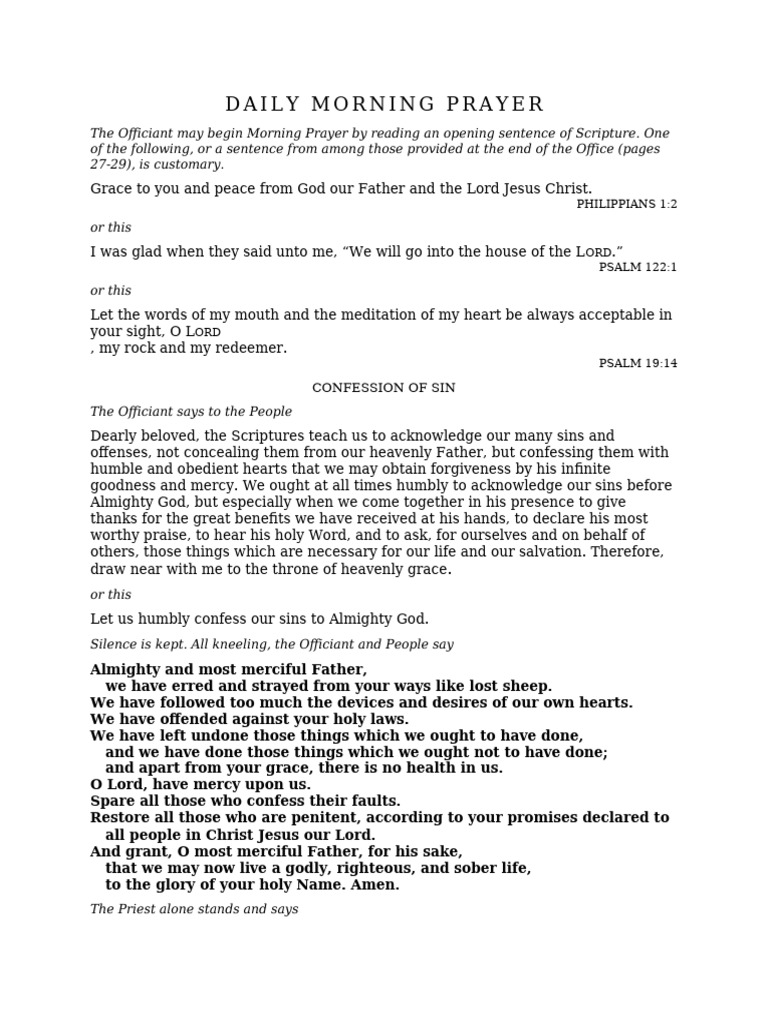 Daily Morning Prayer Guide | PDF | God The Father | Cooking, Food & Wine