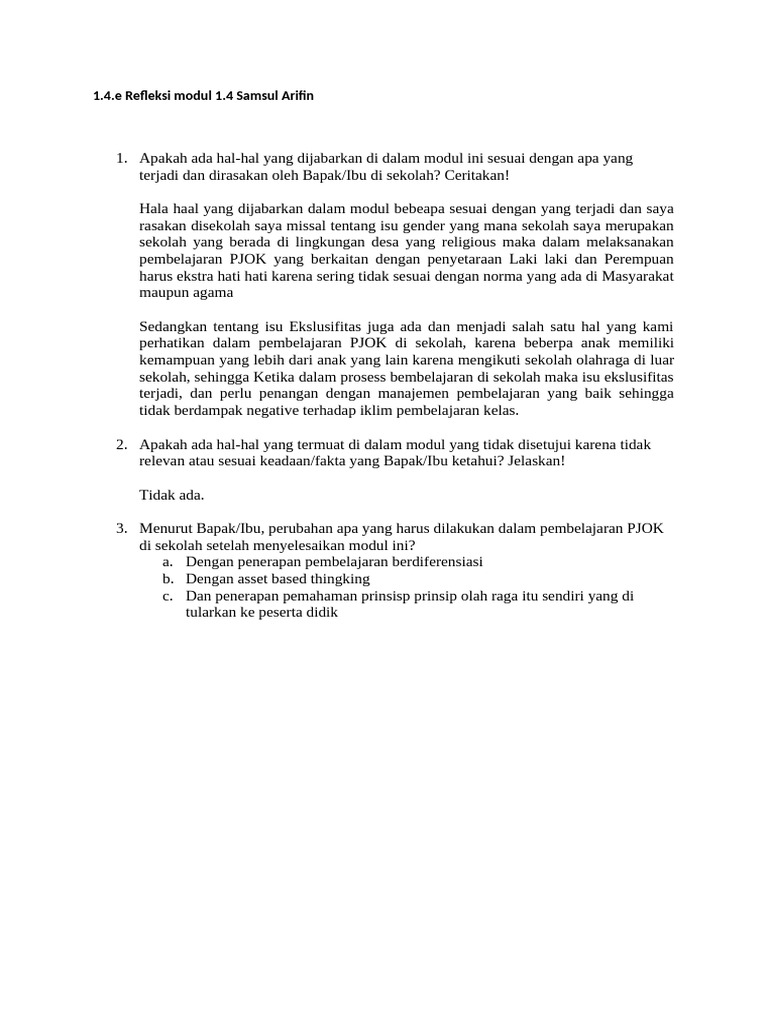 1.4.e Refleksi Modul 1.4 Samsul Arifin | PDF