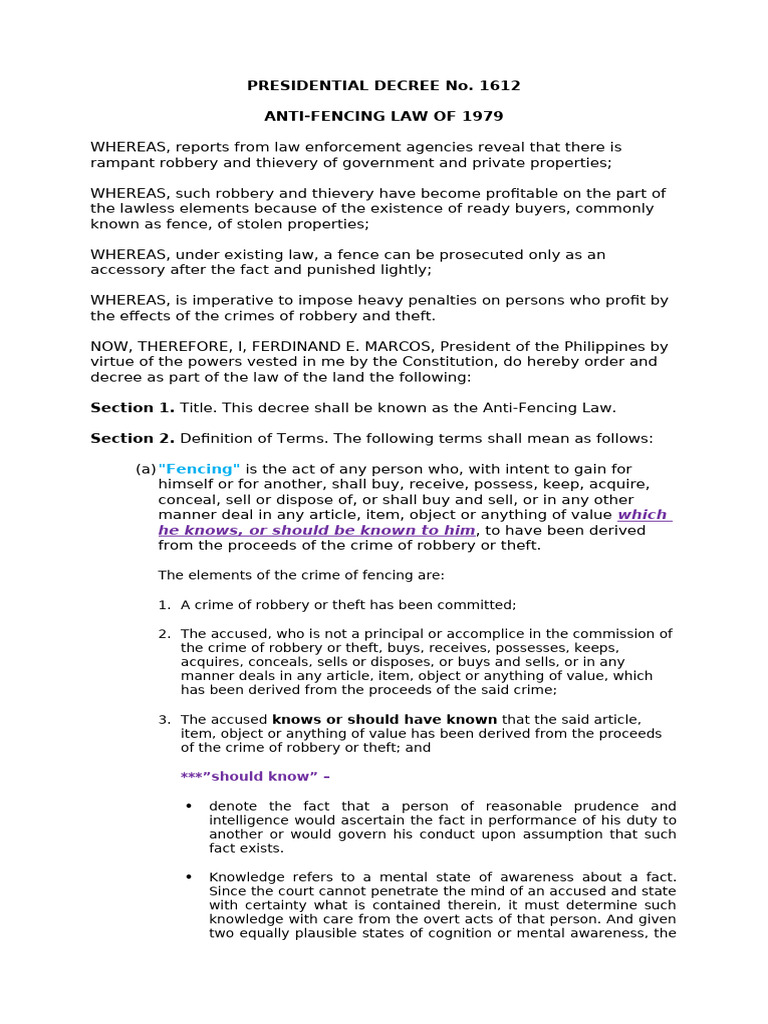 Anti-Fencing Law | PDF