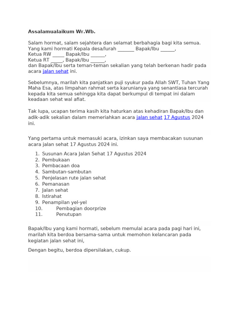 teks mc 17 agustus simple | PDF