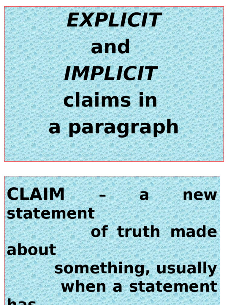 Explicit and Implicit | PDF