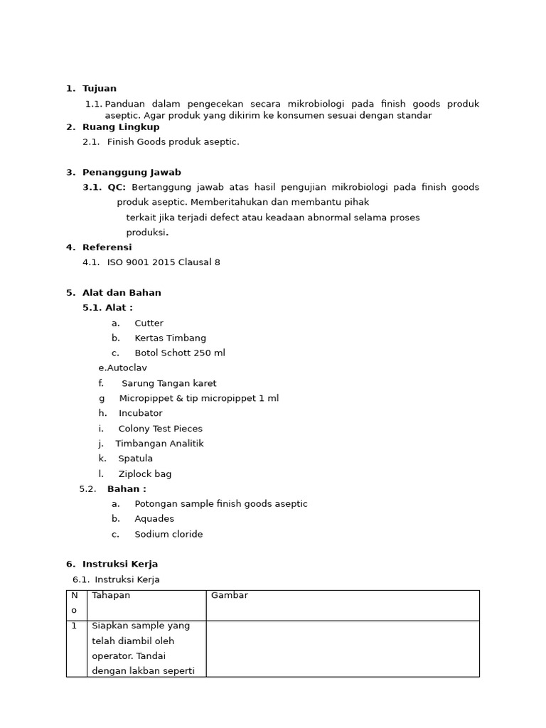 Pemeriksaan Mikrobiologi Finish Goods Produk Aseptik | PDF