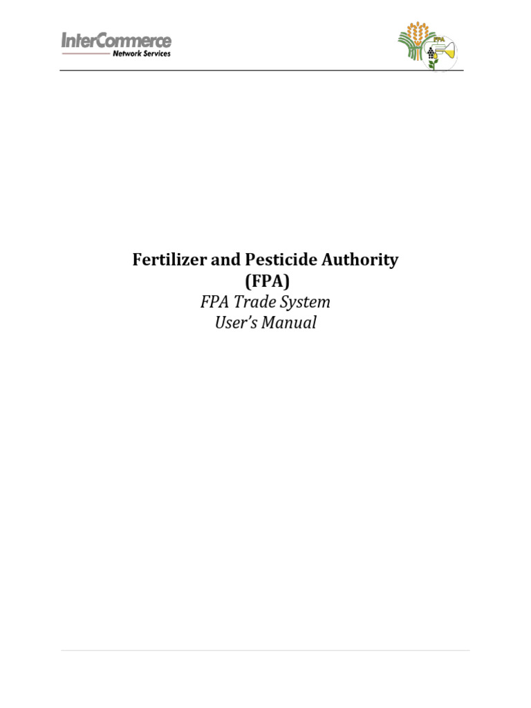 FPA Trade System User Manual | PDF | Login | Password