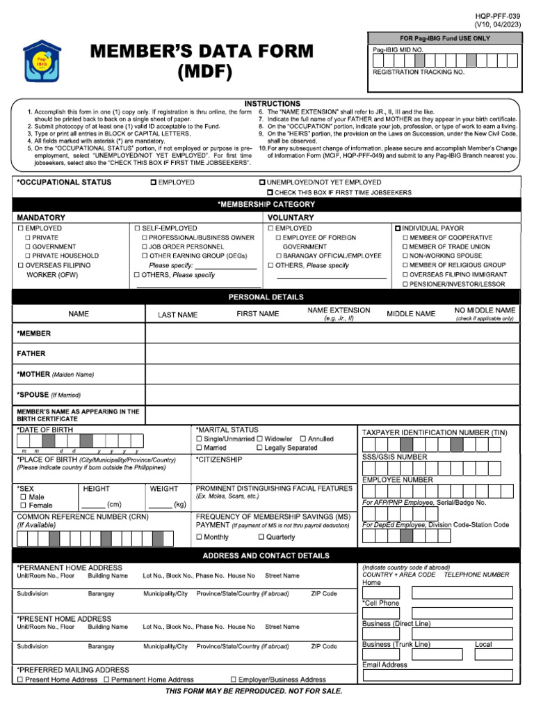 Pag Ibig MDF Editable | PDF